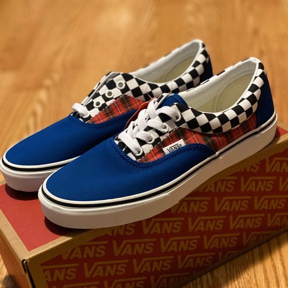 Vans | Shoes | Vans Era Plaid Checkerboard Blue Racing Red Shoe | Poshmark